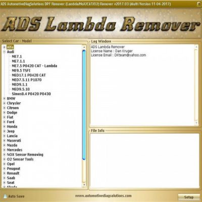 ADS DPF Remover EGR Software, DPF+EGR REMOVER 3.0, Lambda