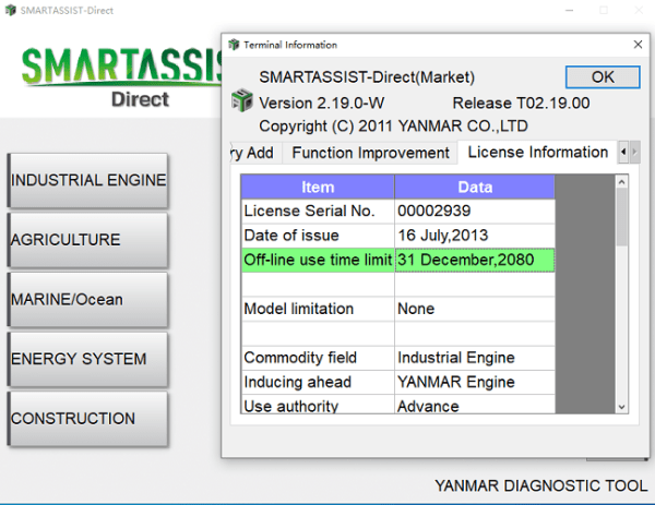 YANMAR DIAGNOSTIC KIT with SMARTASSIST-Direct v2.19