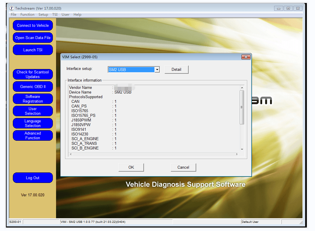 SM2 PRO J2534 Interface Passthru Softwares setting